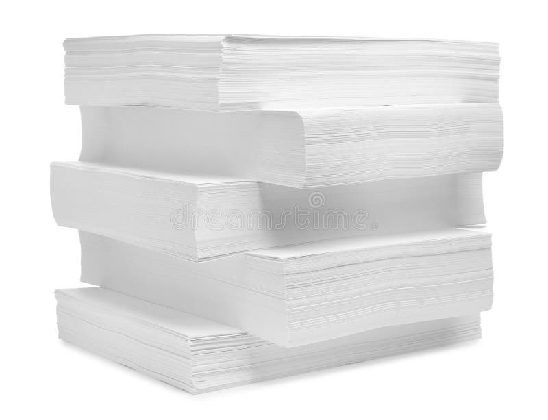 Stacks of Paper Sheets on White Background Stock Photo - Image of paper ...