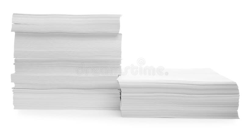 Stacks of Paper Sheets on White Background Stock Image - Image of ...