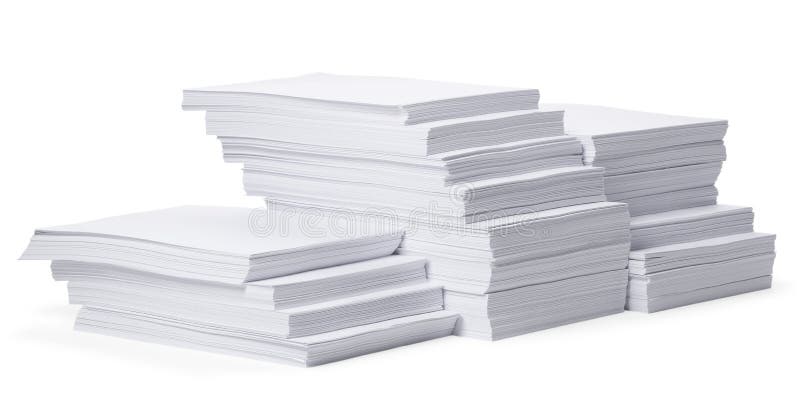 Stacks of Paper Sheets on White Background Stock Image - Image of paper ...