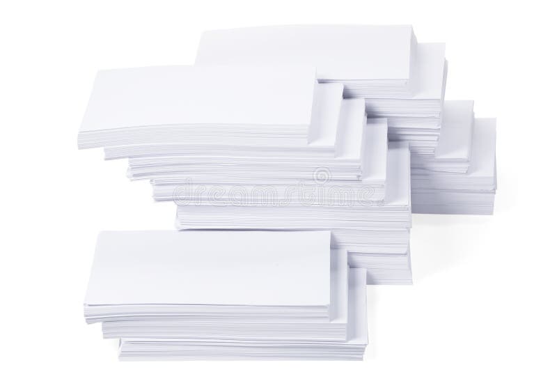 Stacks of Paper Sheets on White Background Stock Photo - Image of stack ...