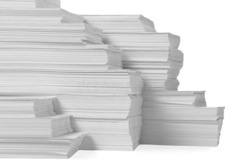 Stacks of Paper Sheets on White Background Stock Image - Image of ...