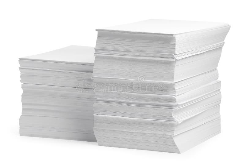 Stacks of Paper Sheets on White Background Stock Image - Image of group ...