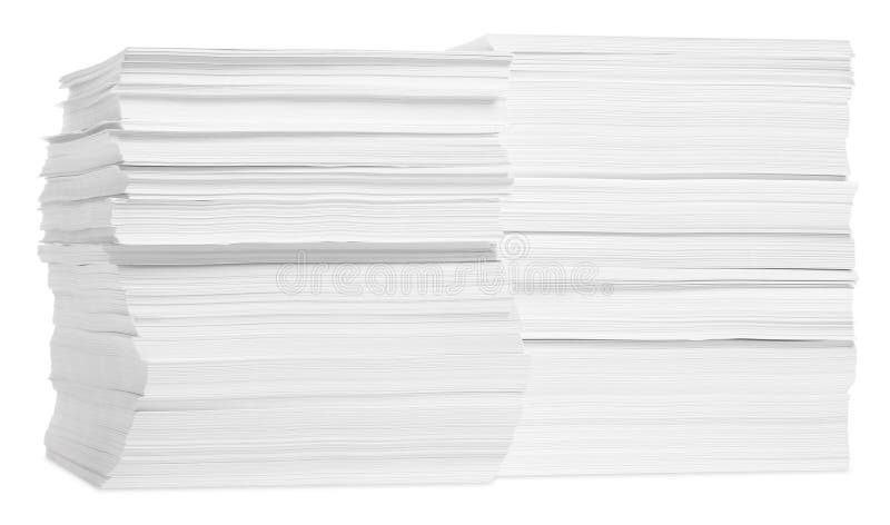 Stacks of Paper Sheets on White Background Stock Photo - Image of empty ...