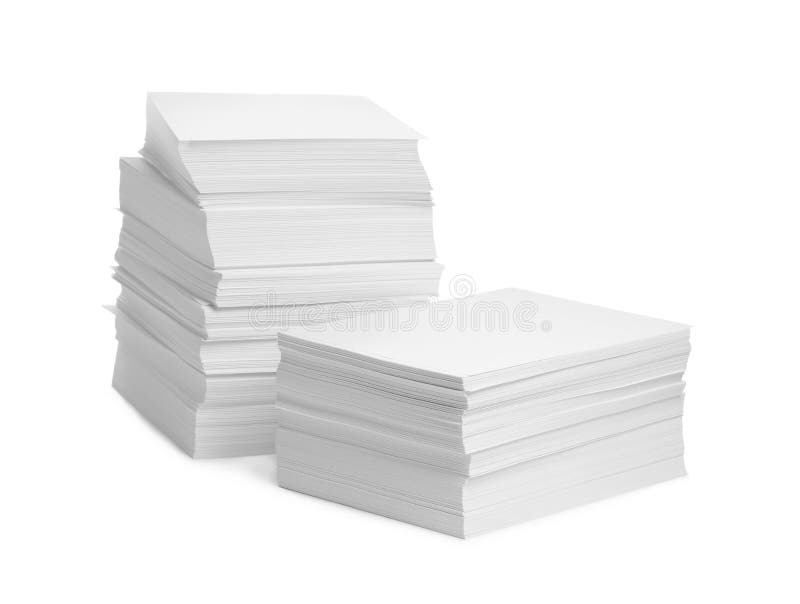 Stacks of Paper Sheets on White Background Stock Photo - Image of ...