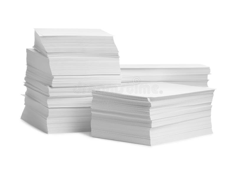 Stacks of Paper Sheets on White Background Stock Photo - Image of ...