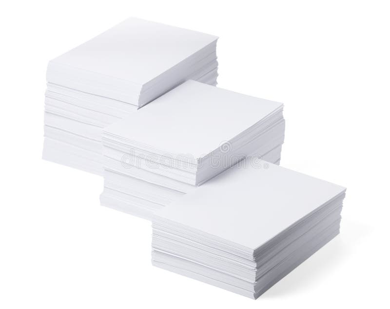 Stacks of Paper Sheets on White Background Stock Photo - Image of page ...
