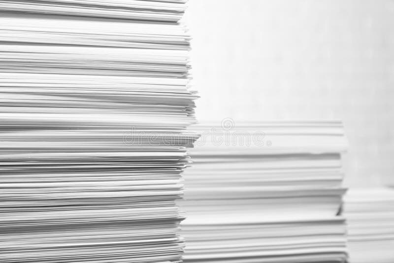 Stacks of Paper Sheets on White Background, Space for Text Stock Photo ...