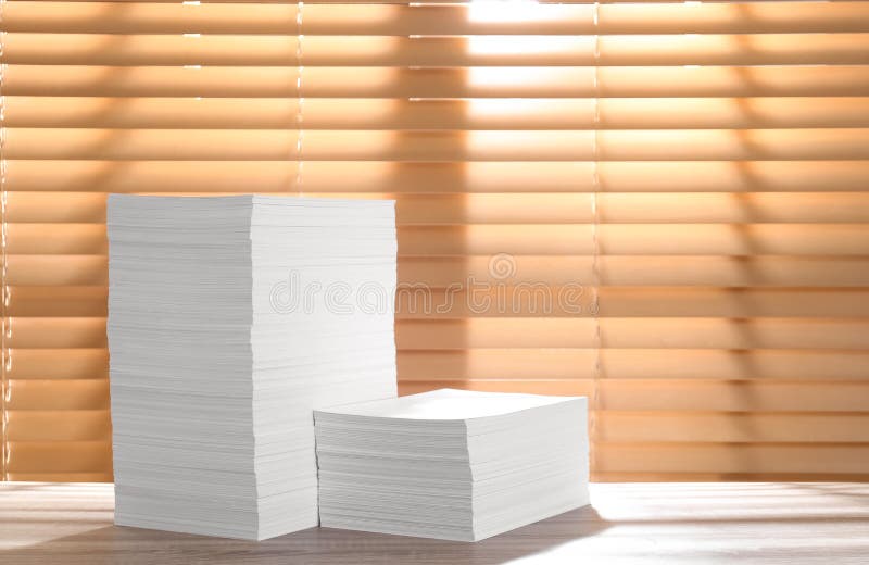 Stacks of Paper Sheets on Wooden Table. Space for Text Stock Image ...