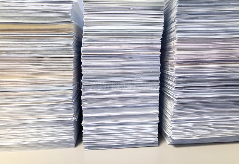 Stacks of Papers on a Table in the Office Stock Image - Image of ...
