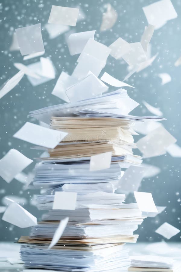 Stacks of Paperwork and Digital Alerts Create a Visual Representation ...