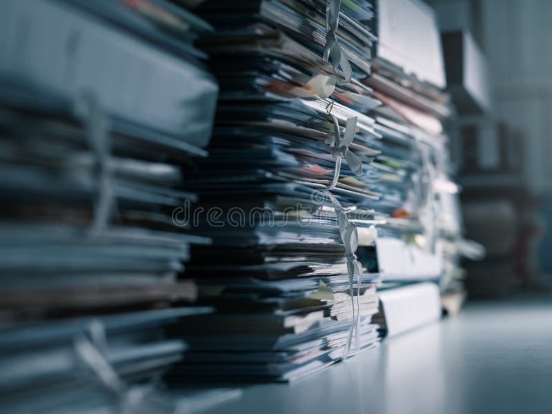 Stacks of Paperwork in the Office Stock Image - Image of archive ...