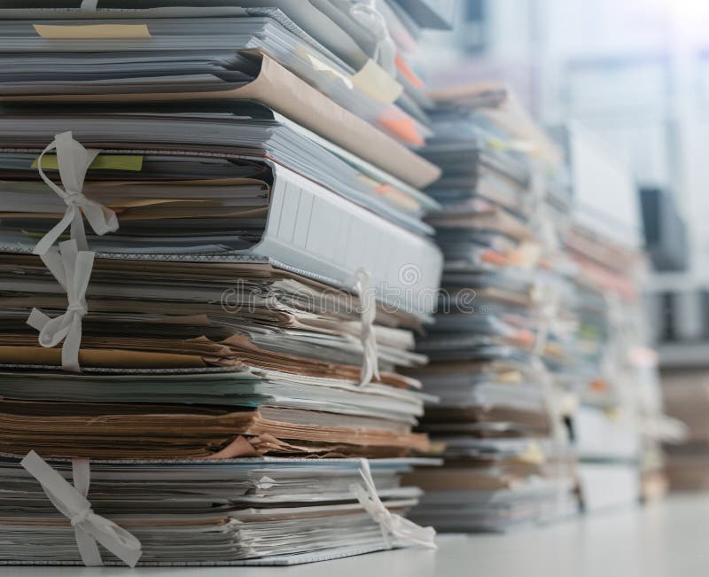 Man in stacks of paperwork stock photo. Image of clerk - 41842594