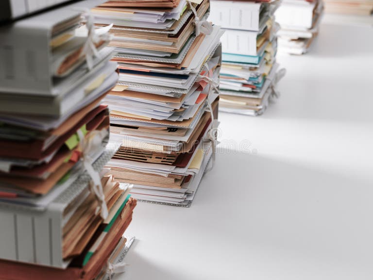 Stacks of Paperwork in the Office Stock Image - Image of documents ...