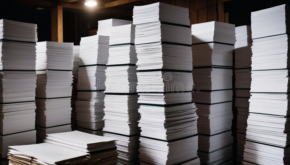 Stacks of Paperwork in Office Stock Photo - Image of storage, work ...