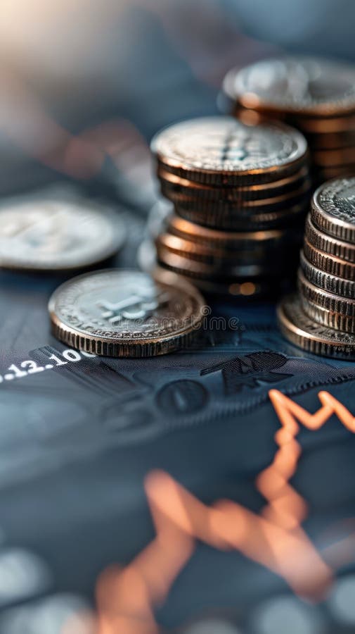 Stacks of Pennies on a Financial Graph Stock Illustration ...