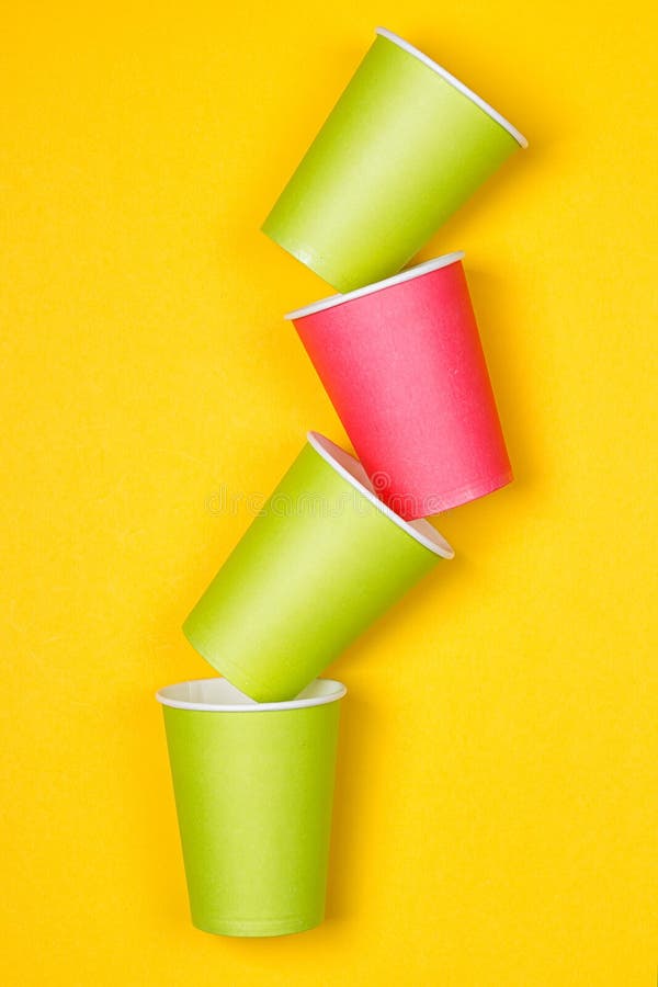 Stacks of pink paper cups stock photo. Image of decoration - 98532592