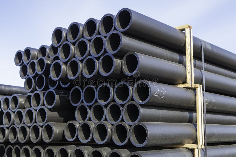 Stacks of plastic pipe stock image. Image of pipes, yard - 31092187
