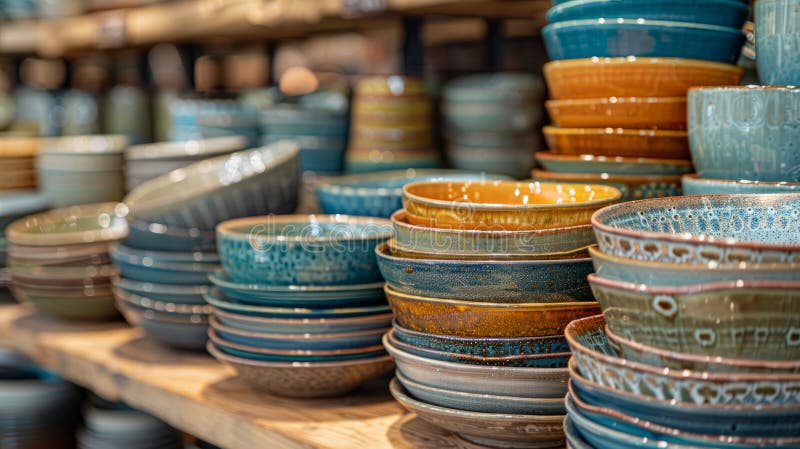 Stacks Pottery Bowls Shelves Stock Photos - Free & Royalty-Free Stock ...