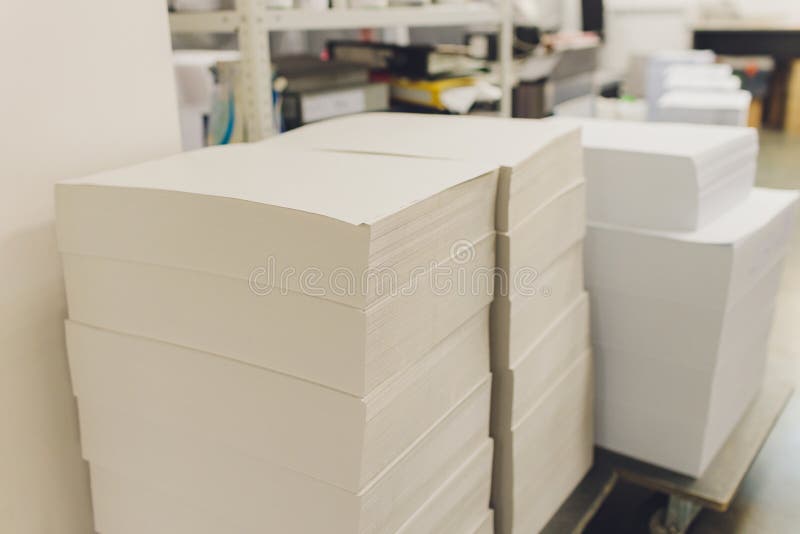 Stacks of Printed Sheets of Cardboard on Wooden Pallets Closeup ...