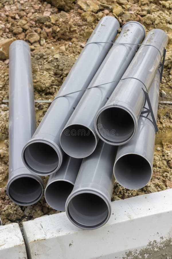 Stacks of Pvc Pipes at Construction Site Stock Image - Image of ...