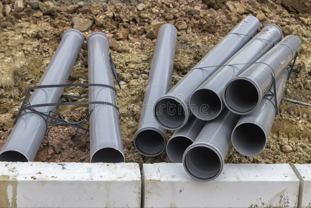 Stacks of Pvc Pipes at Construction Site 2 Stock Photo - Image of ...