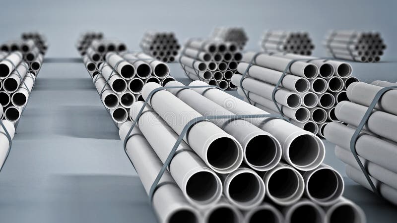 Stacks of PVC Water Tubes. 3D Illustration Stock Illustration ...