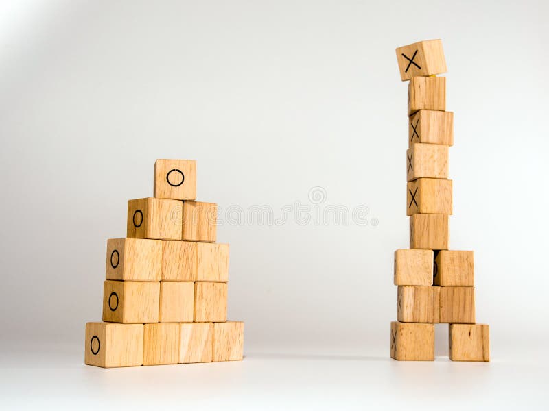 The Stacks of Rectangular Wooden Cubes To Be Two Stacks, One High and ...