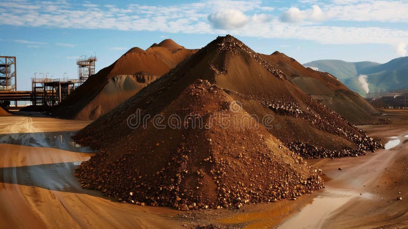 Stacks of Red Bauxite Ore in Aluminum Plant Stock Illustration ...