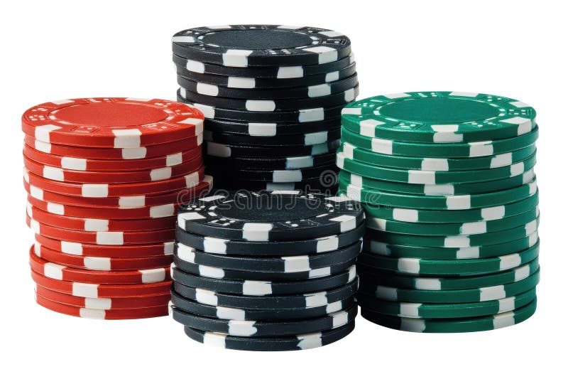 Stacks of Red Black and Green Poker Chips on Black Background, Gambling ...