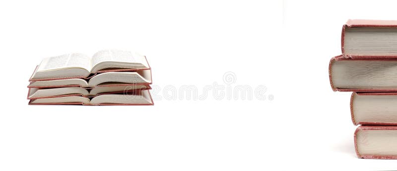 Stacks of Red Books on Table for Learing Reading School Business Stock ...