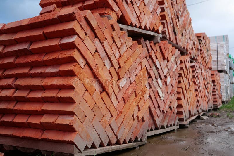 Stacks of Red Bricks in Construction Supermarket Stock Image - Image of ...