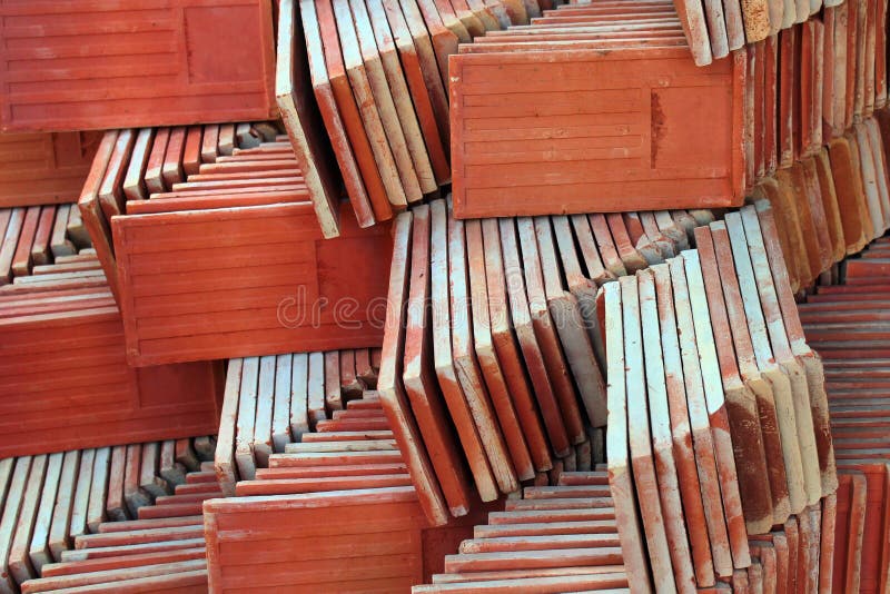 Stacks of Red and Brown Ceramic Tiles Stock Photo - Image of design ...