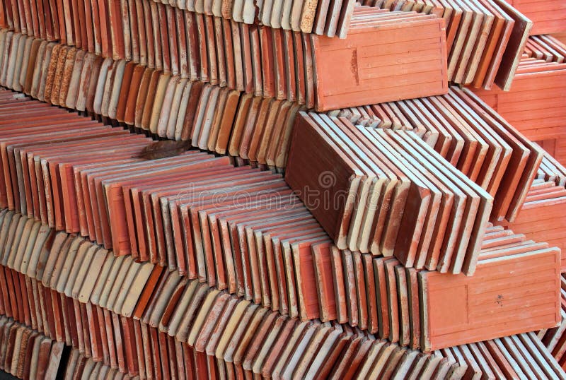 Stacks of Red and Brown Ceramic Tiles Stock Photo - Image of background ...