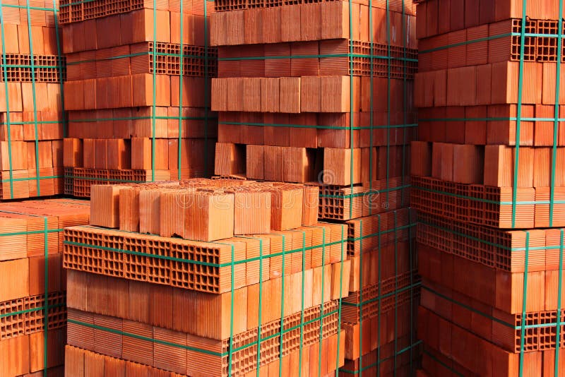 Stacks of Red Building Bricks Stock Photo - Image of brick, industry ...