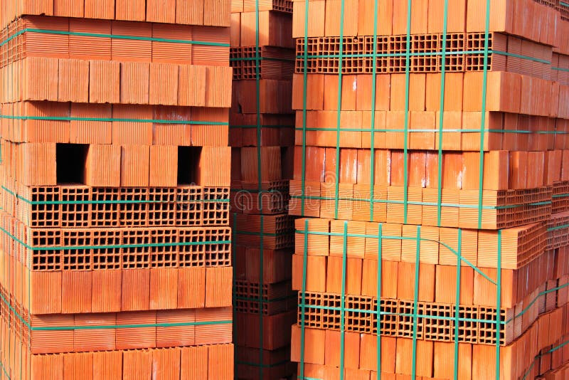 Stacks of Red Building Bricks Stock Photo - Image of house, package ...