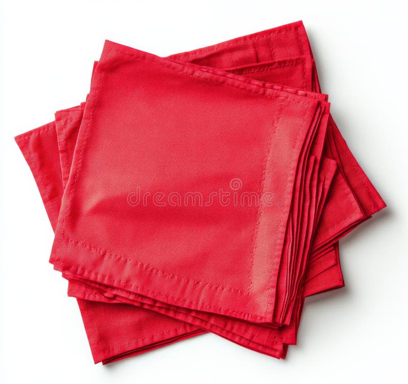 Stacks of Red Napkins, Folded and Ready To Use. Stock Image - Image of ...