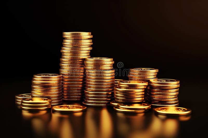 Stacks of Shiny Coins. Generative AI Stock Illustration - Illustration ...