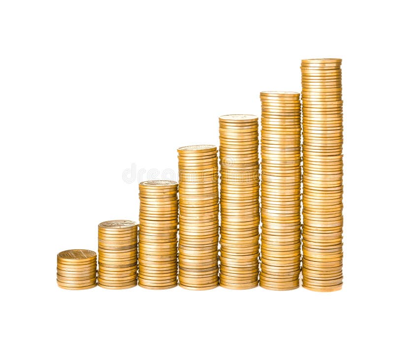 Stacks of shiny coins stock photo. Image of budget, credit - 141355794