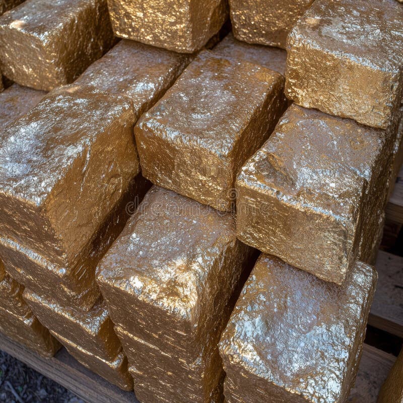 Stacks of Shiny Gold Bars on a Pallet. Stock Illustration ...