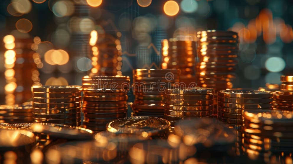 Stacks of Shiny Gold Coins.AI Generated Image Stock Image - Image of ...