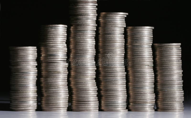 Stacks of silver coins stock image. Image of silver, money - 743687