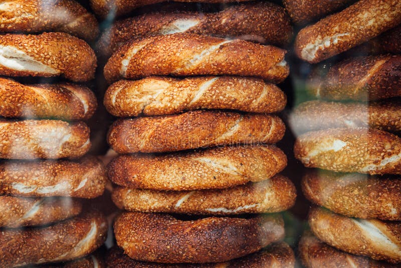Stacks of Simit Bread in Istanbul, Turkey Stock Photo - Image of ...