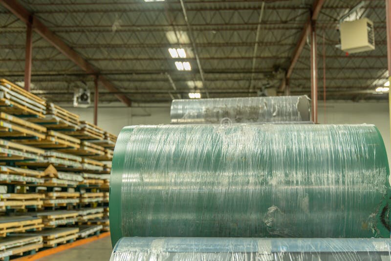 Stacks of Steel, Metal Coil for Metal Roofing Factory Stock Image ...