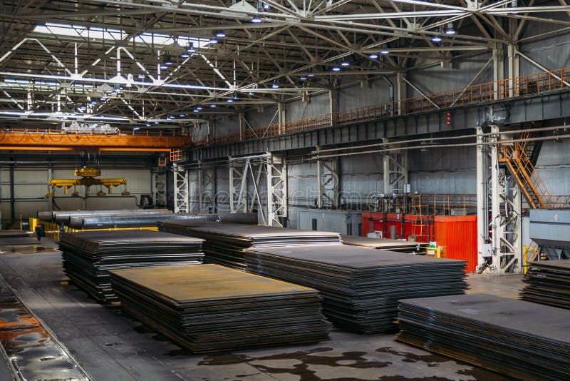Stacks of Steel Sheets in Warehouse Stock Photo - Image of metallurgy ...