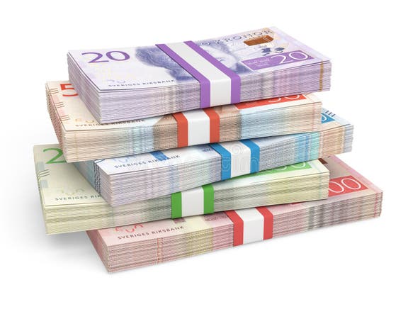 Stacks of Swedish Krona Banknotes Stock Illustration - Illustration of ...