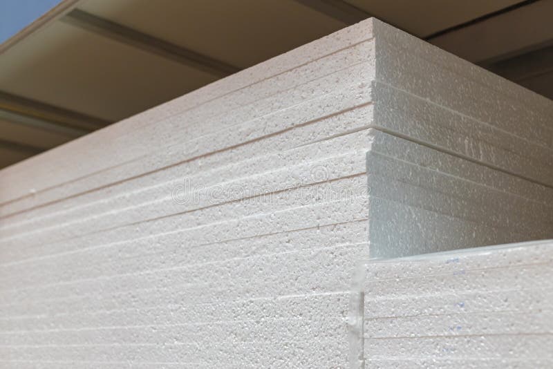 Stacks of Thick Expanded Polystyrene Sheets in a Building Materials ...