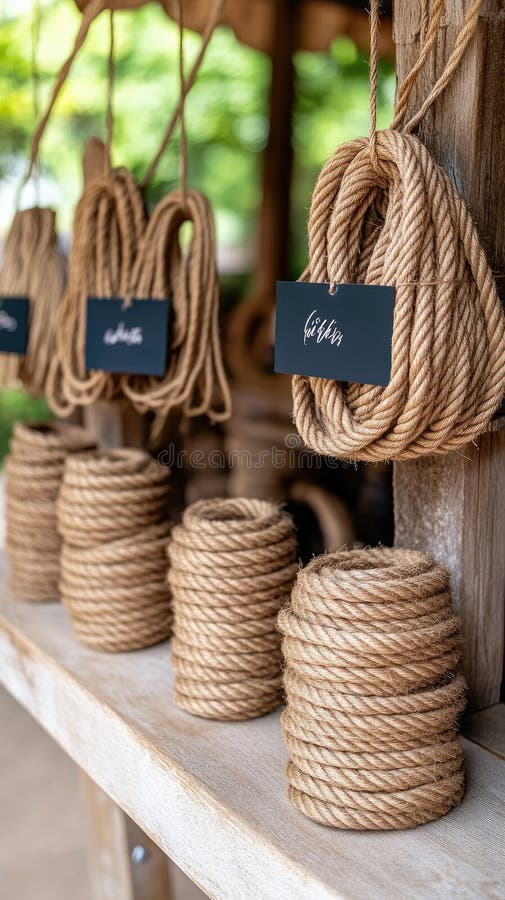 Stacks of Thick Jute Rope Showcase Natural Textures, Ideal for Outdoor ...