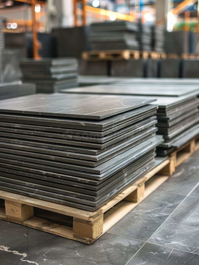Stacks of Tiles on a Wooden Pallet in a Warehouse. Stock Photo - Image ...