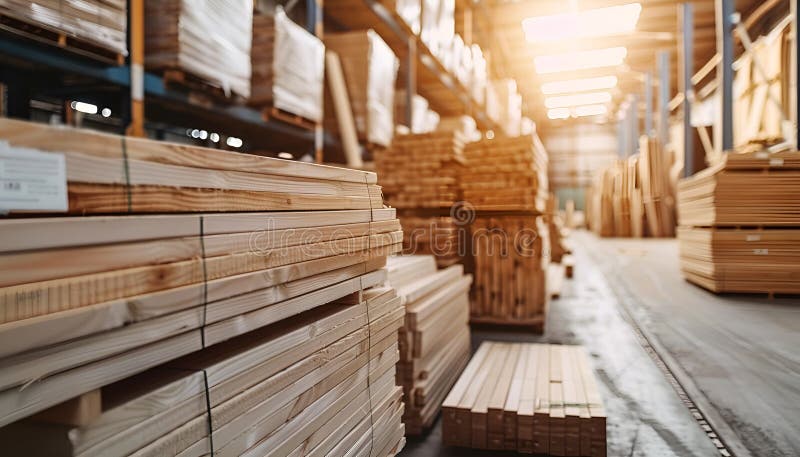 Stacks of Timber Planks in a Warehouse, Representing Timber Building ...