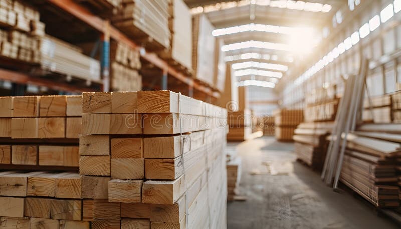 Stacks of Timber Planks in a Warehouse, Representing Timber Building ...